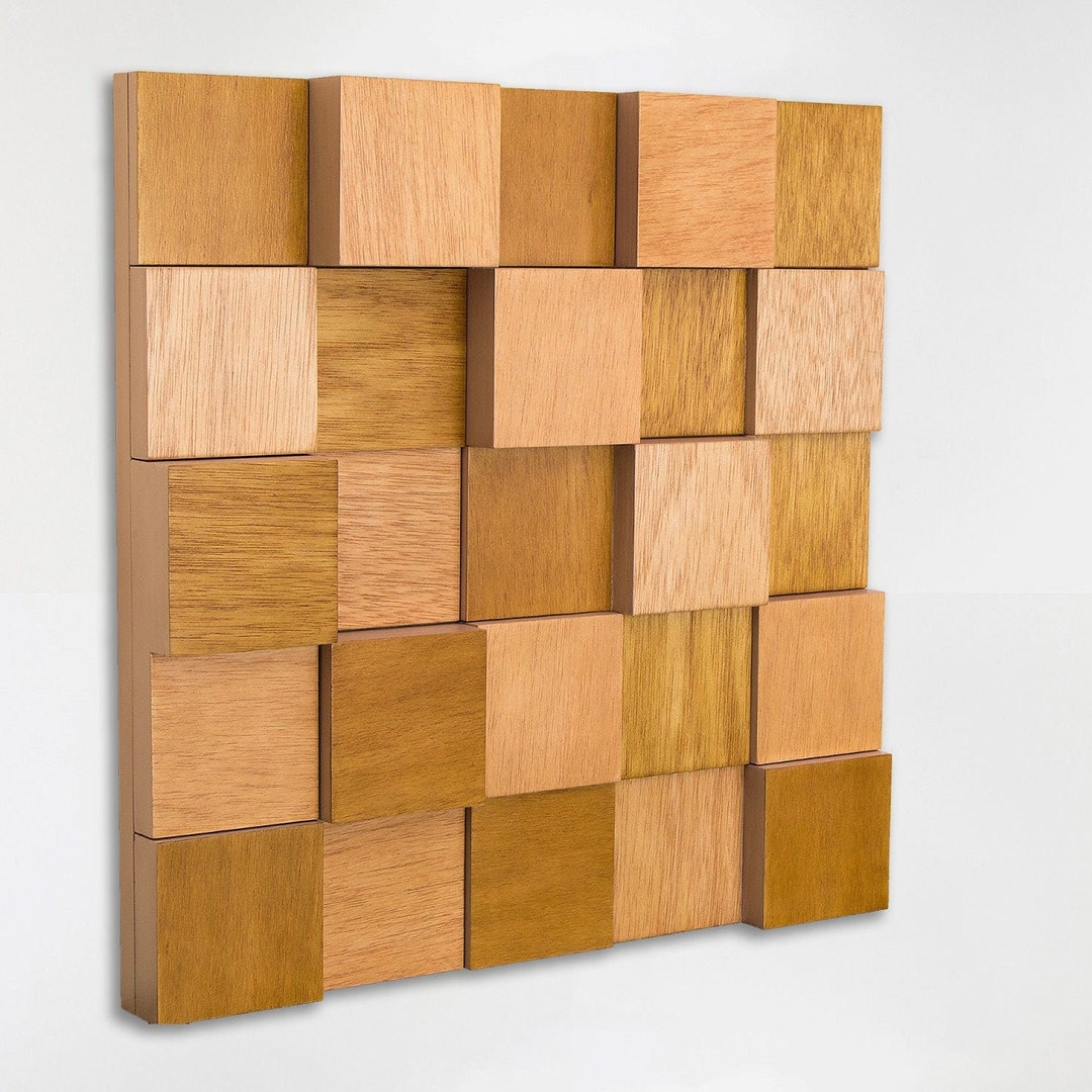3D Wood Wall Art Wood Blocks Wal Art Geometric Wood Wall - Etsy