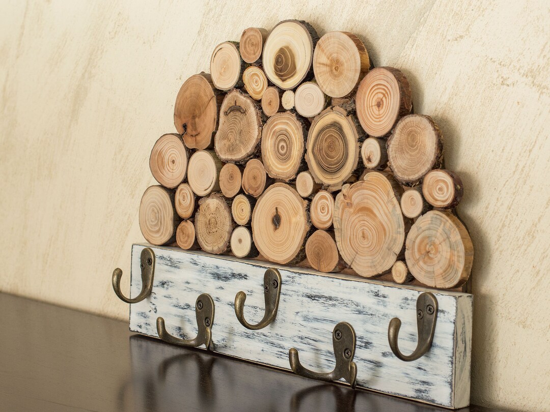 Rustic White Key Holder, Wood Wall Key Organizer, Reclaimed Wood Key ...