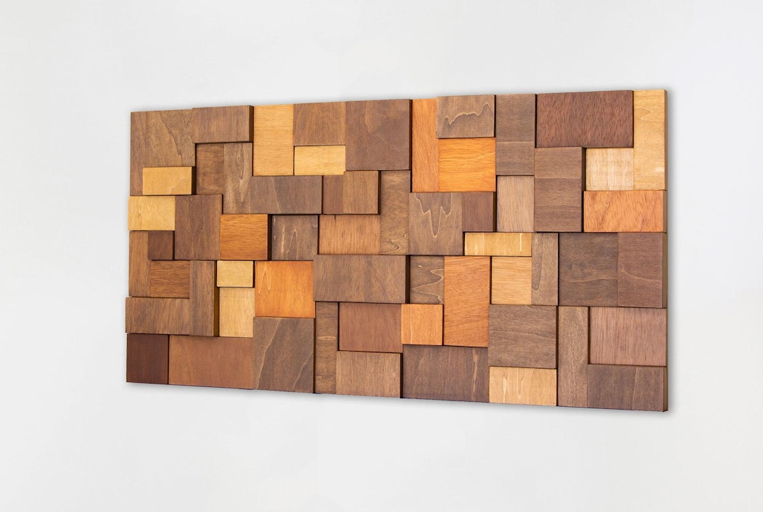 Elegant Wood Wall Art, Sculptural Wooden Piece, Wood Blocks Design ...