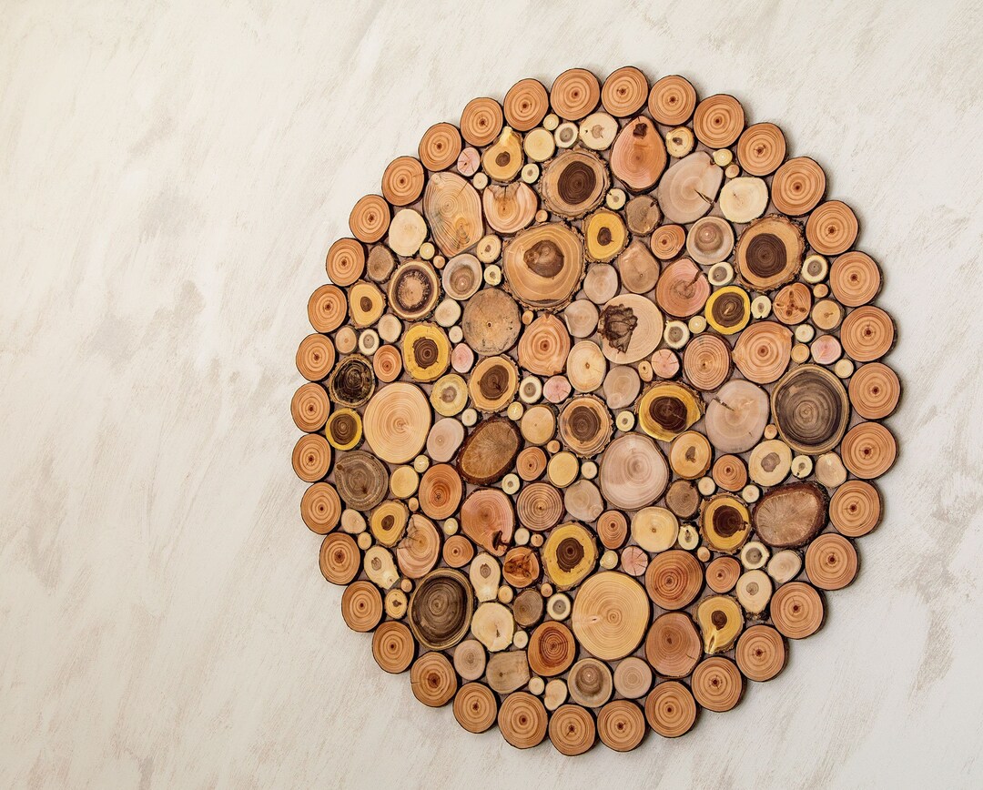 Wooden Log Wall Art, Round Wooden Wall Decor, Mindful Decor, Guestbook ...