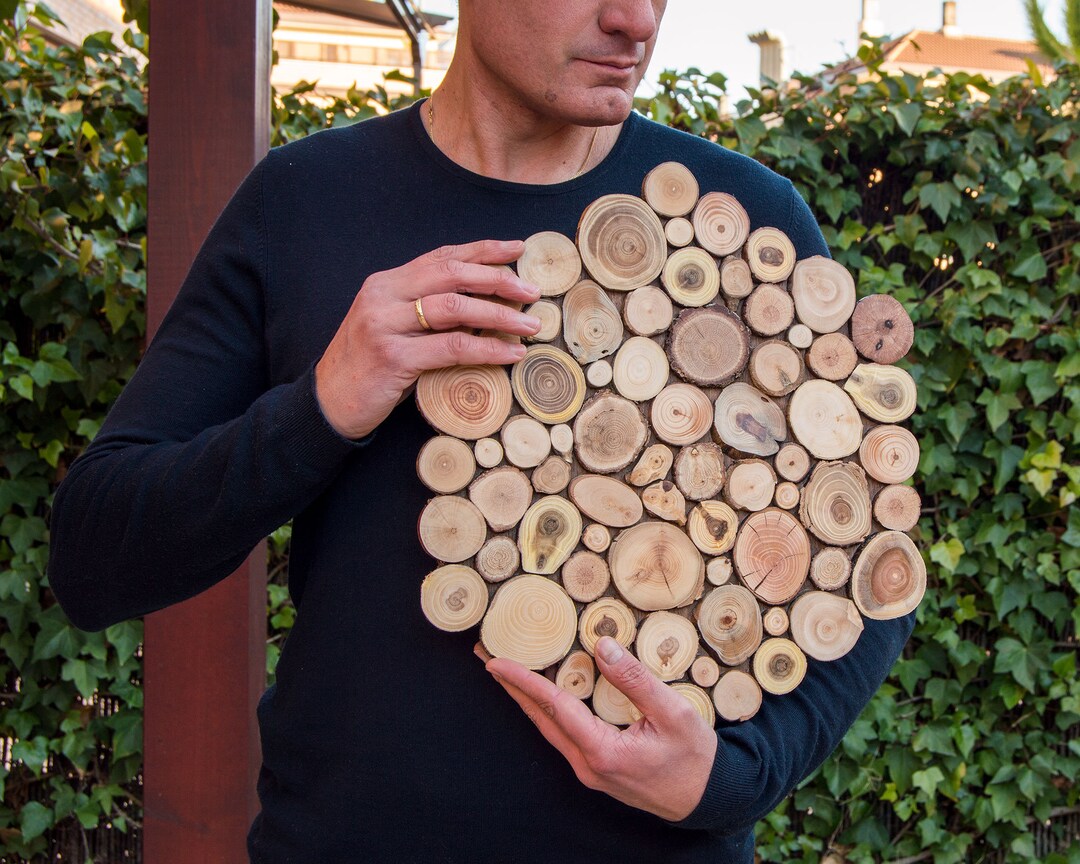 Wood Slice Art Hexagon Shape, Log Slices Wood Art, Artwork for ...