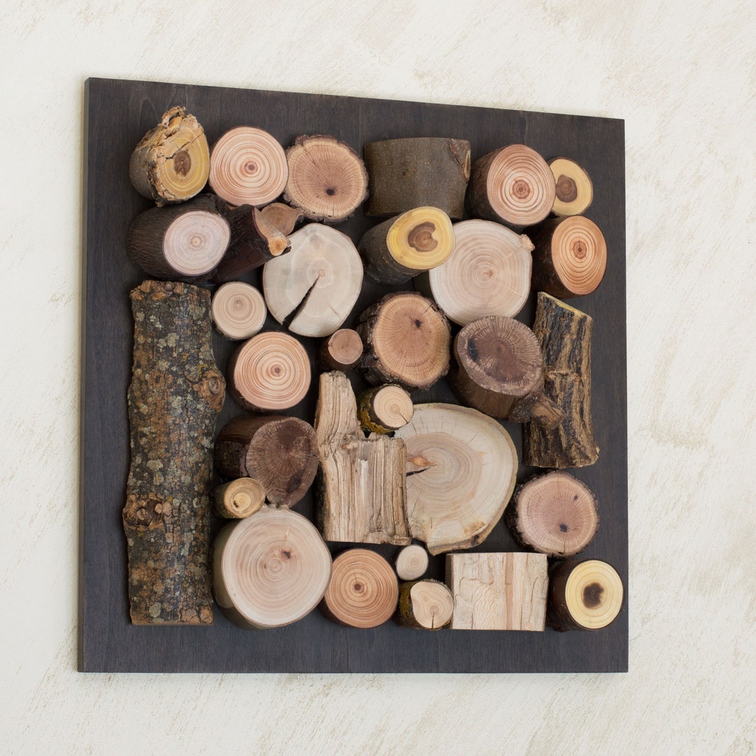 Rustic Wall Decor Living Room, Sliced Wood Log Wall Art, Small Wall ...