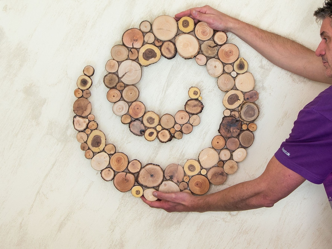 Log Wood Slice Spiral Wall Art: Ecofriendly Tree Rounds Decor - Etsy