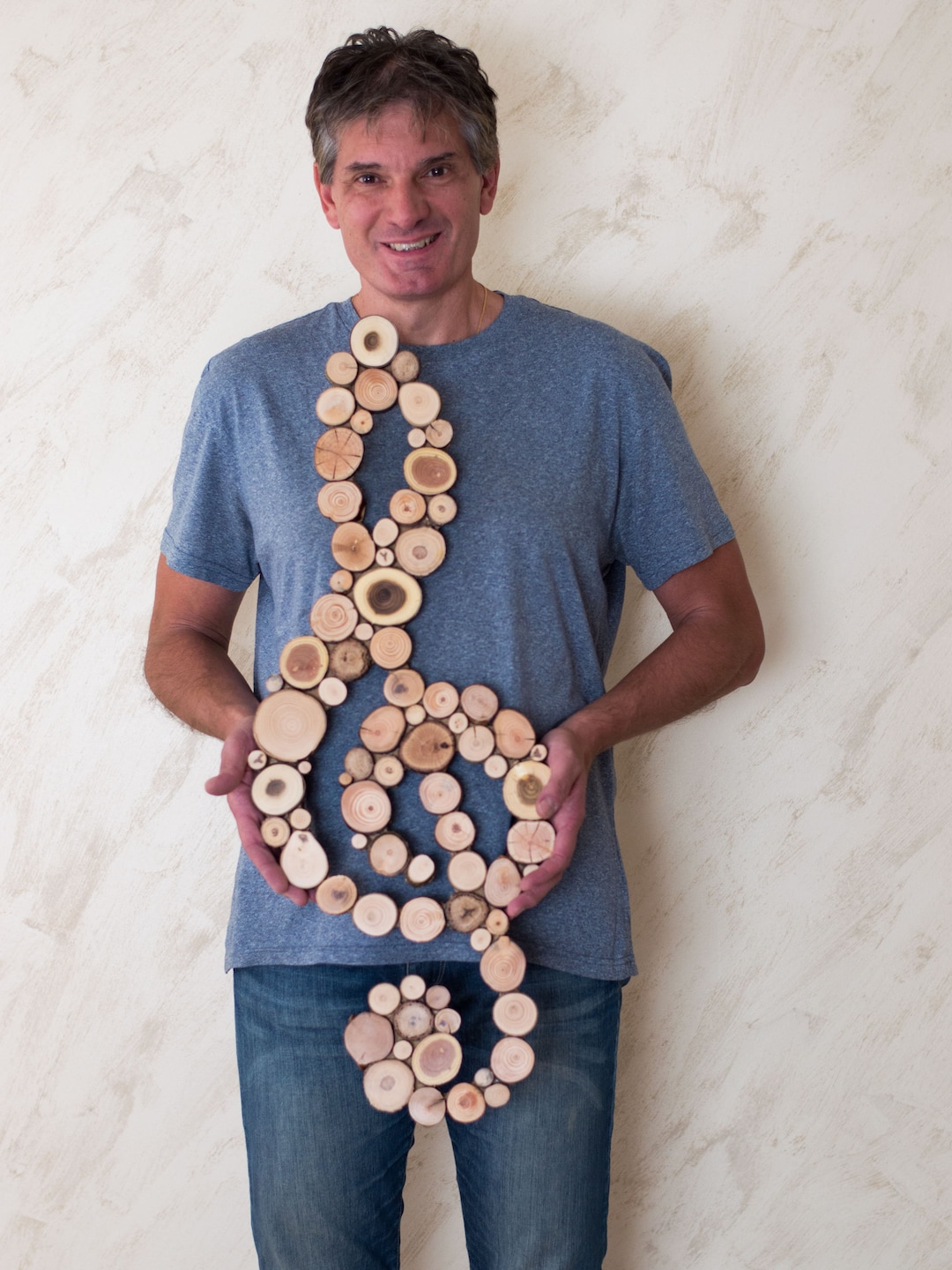 A Gift for a Music Lover, Mosaic Wall Decor, Music Wall Art, Wood Slice ...