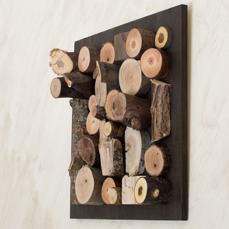 Recycled Log Wall Art for Entryway: Organic Wall Sculpture ...