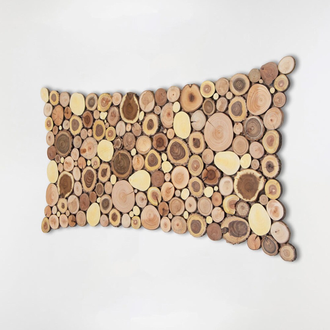 Sliced Wood Wall Art: Rustic Farmhouse Sculpture, Reclaimed Wood - Etsy