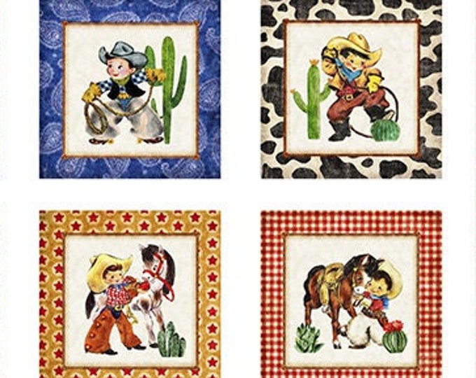 NEW! Panel Cowboy up Retro Cowboy Blocks by Quilting Treasures Western ...