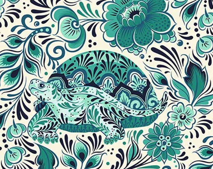 Half Yard - Besties No Rush in Bluebell by Tula Pink - Pets Turtles ...