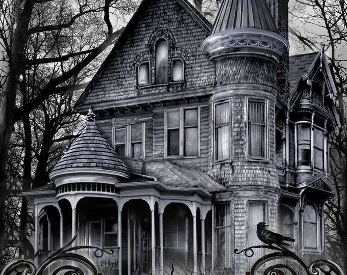 Panel Wicked Eve Haunted House by Timeless Treasures Halloween Decor ...