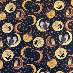 NEW! Half Yard - Mystic Moonlight Halloween Moons by Freespirit - Retro ...