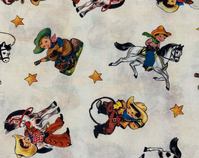 EOB 15"x44" Cowboy up Retro Cowboy Toss on Ecru by Quilting Treasures ...