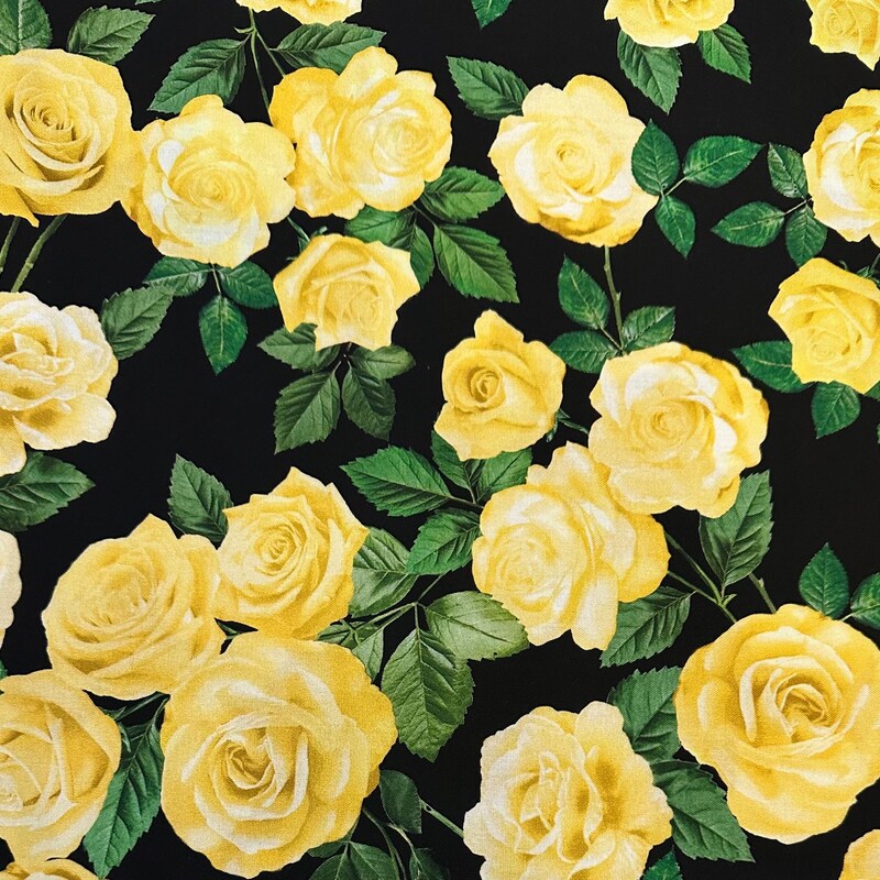 Yellow Rose Fabric - Etsy