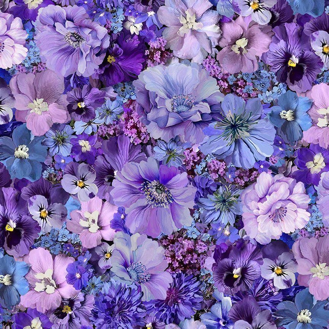 NEW! Half Yard - Garden Delight Purple Packed Floral by Timeless ...