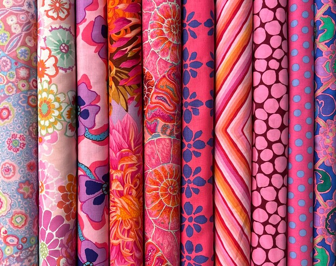 10 Fat Quarters Bundle - Kaffe Fassett Collective Hot and Pastel Pinks - Cotton Fabric by ...