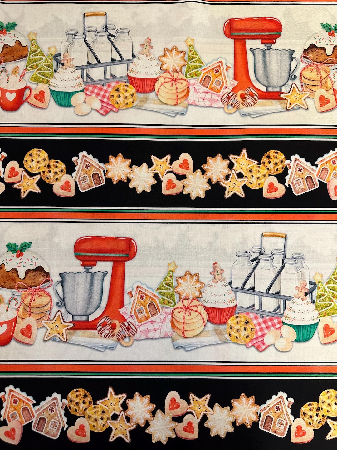 Half Yard - Sugar and Spice Holiday Bakery Border Stripe by Benartex ...