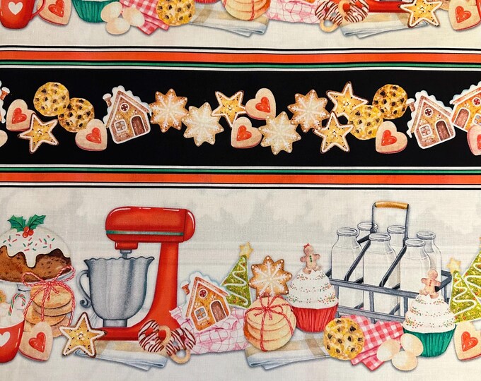 Half Yard - Sugar and Spice Holiday Bakery Border Stripe by Benartex ...