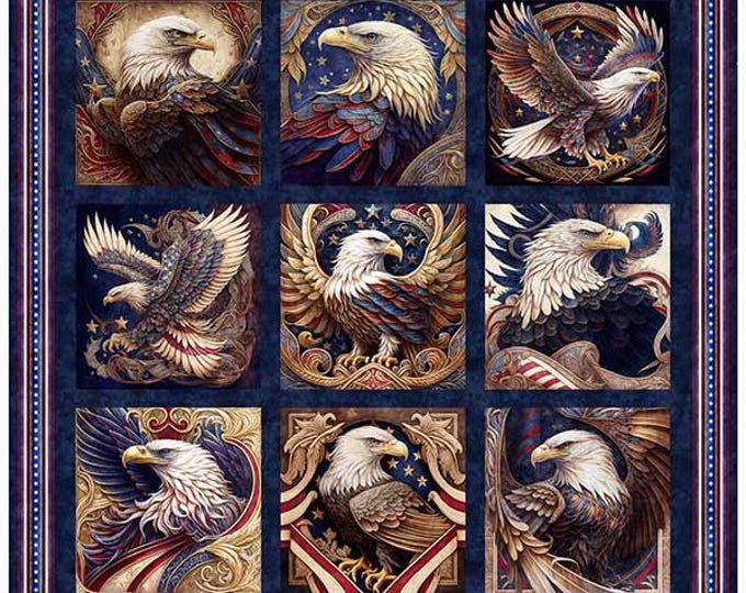 NEW! Panel - American Spirit by Quilting Treasures USA Eagle Blocks ...