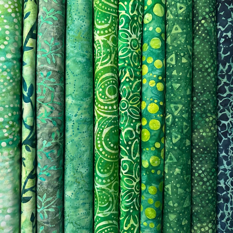 Green Batik Fabric - Etsy