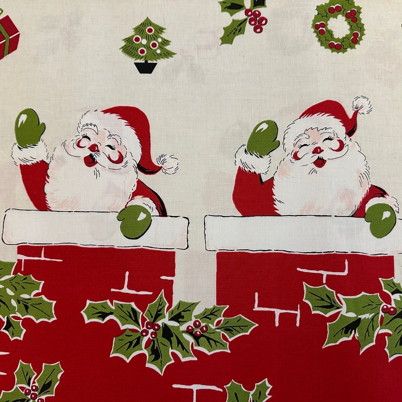 Vintage Santa Fabric - Etsy