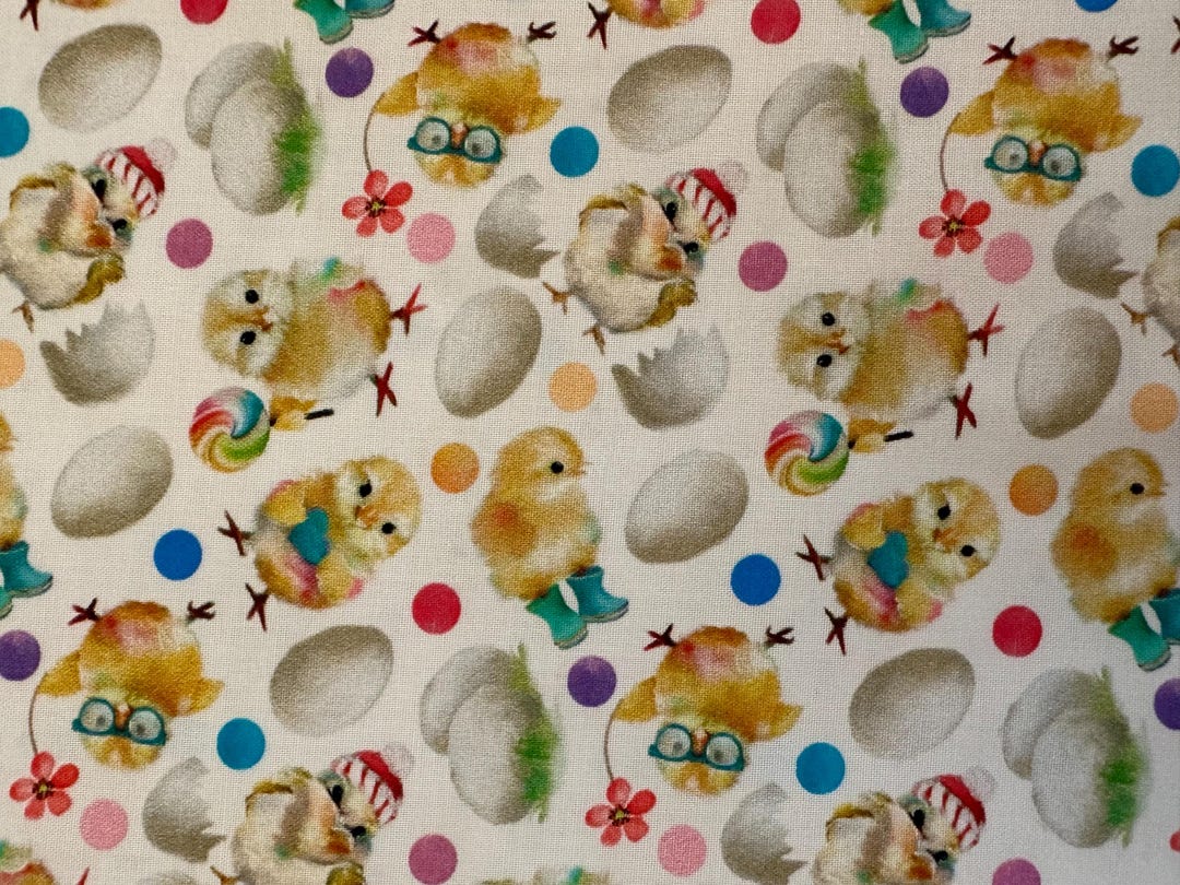 NEW! Half Yard - Back to the Farm Chirpy Chicks on White by Elizabeth ...