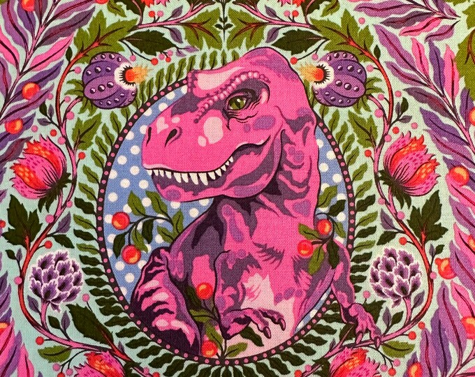 Half Yard - ROAR! Tree Rex in Mist by Tula Pink - Dinosaurs Roar by ...