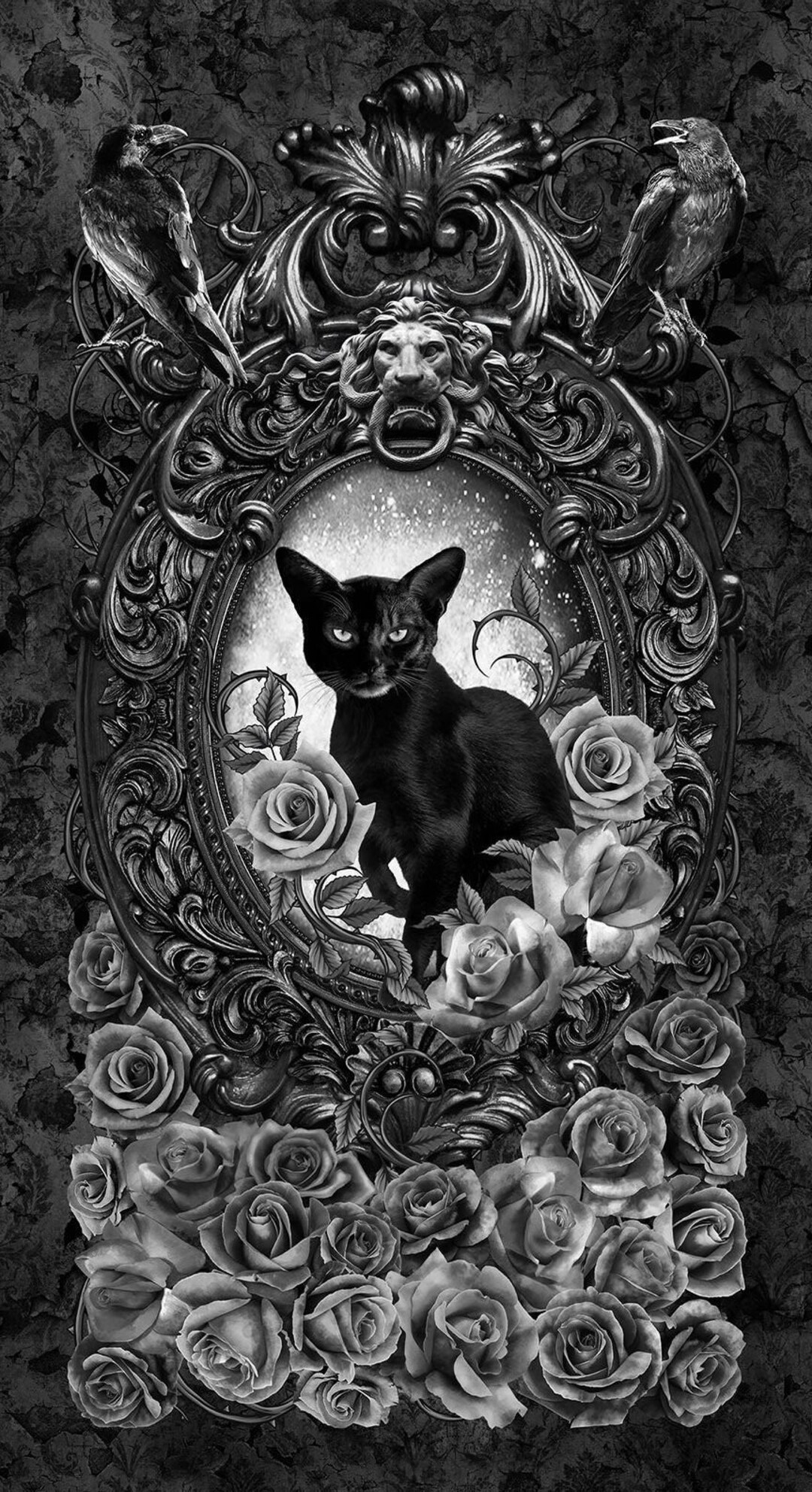 NEW Panel Wicked Cat Floral Portrait by Timeless Treasures Halloween ...