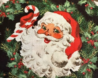 Vintage Santa Fabric Hi Santa Christmas Real Red by Parisbebe Vintage ...