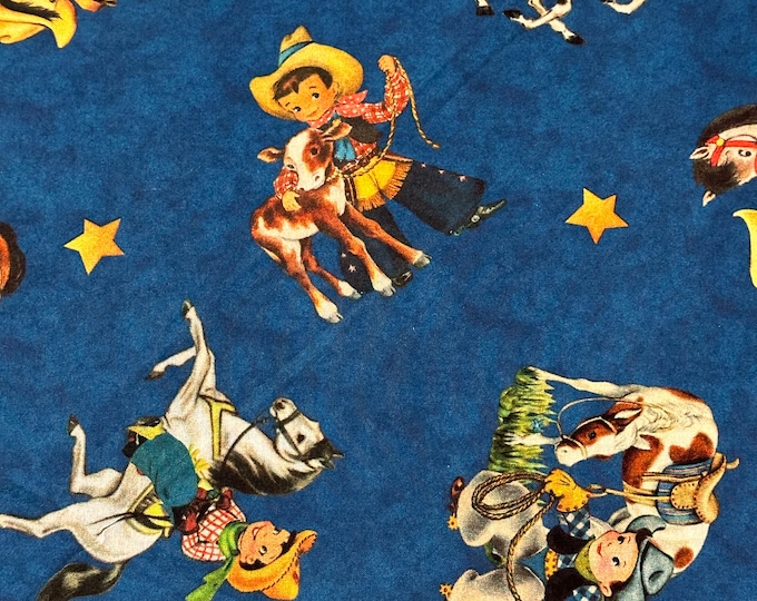 NEW Panel Cowboy up Retro Cowboy Blocks by Quilting Treasures Western ...