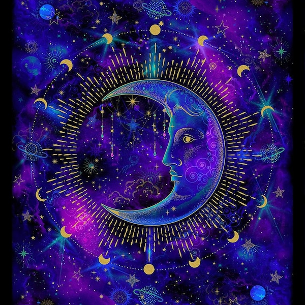 Celestial Moon Fabric - Etsy