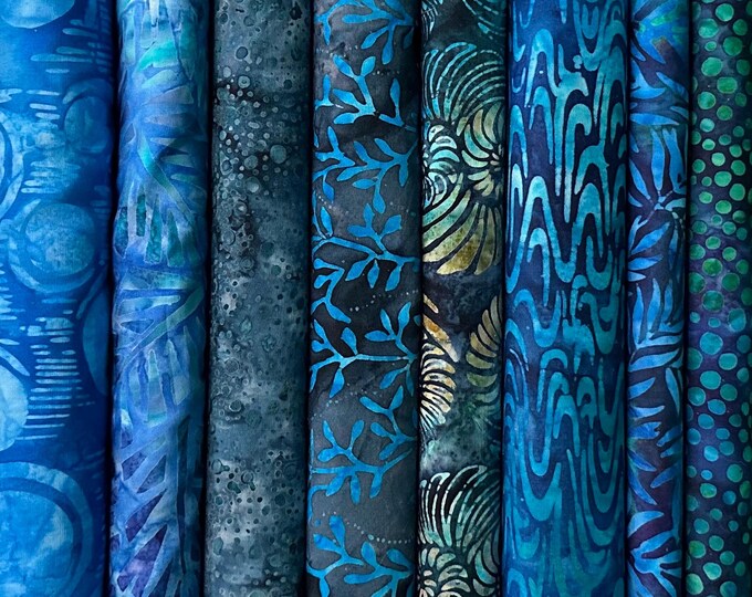 Aqua Seas Batik 8 Fqs Bundle Assorted Expressions Batiks by Riley Blake ...