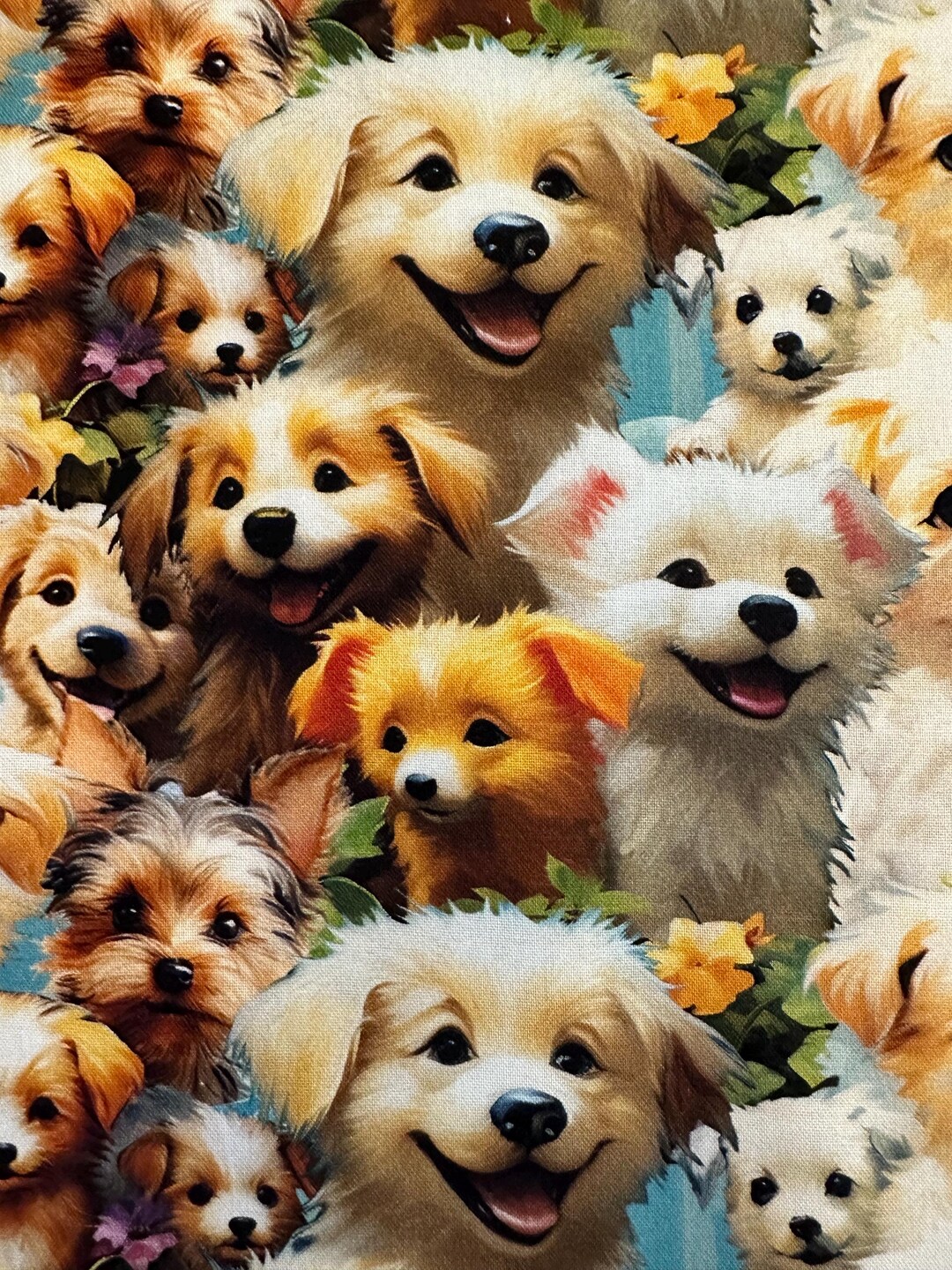 NEW! Half Yard - Fur-ever Friends by 3 Wishes - Playful Pups Dogs Puppy ...
