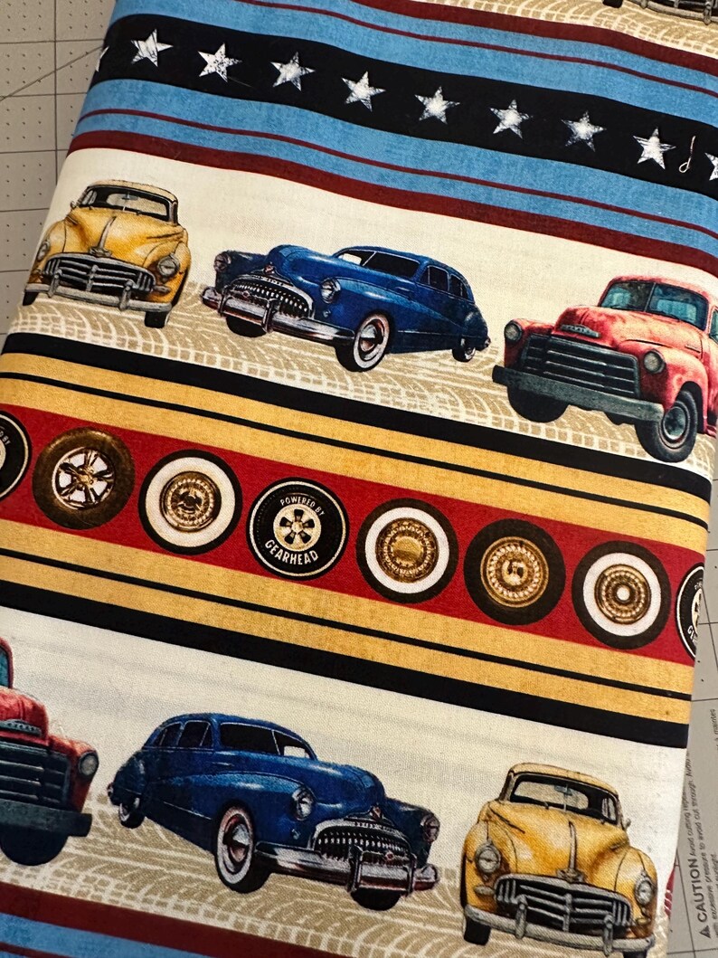 NEW! Half Yard - Route 66 by Michael Miller - Route 66 Border Stripe ...