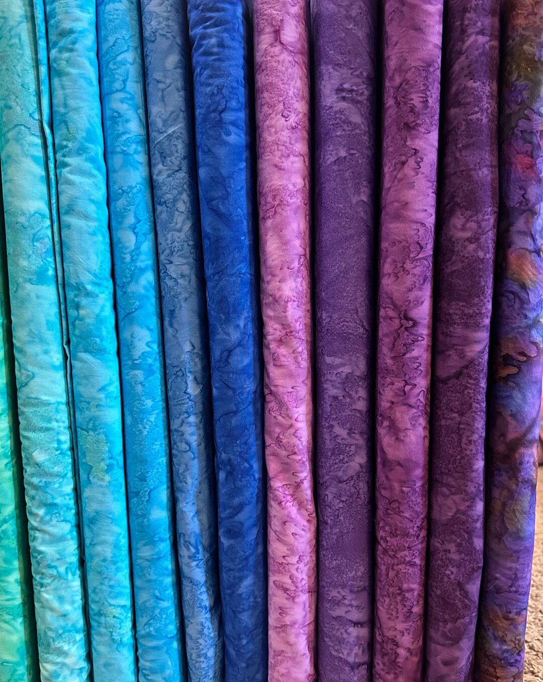 10 Piece Majestic Blues Purples Batik Bundle Hand-dyes Expressions ...
