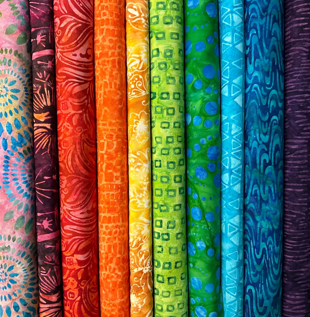 10 Fat Quarters Rainbow Rhapsody Batik Bundle Assorted Expressions ...