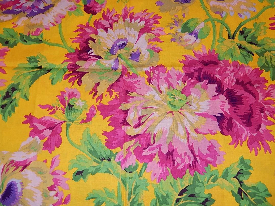 NEW Half Yard Kaffe Fassett Philip Jacobs Garden Party PJ20 in Yellow ...