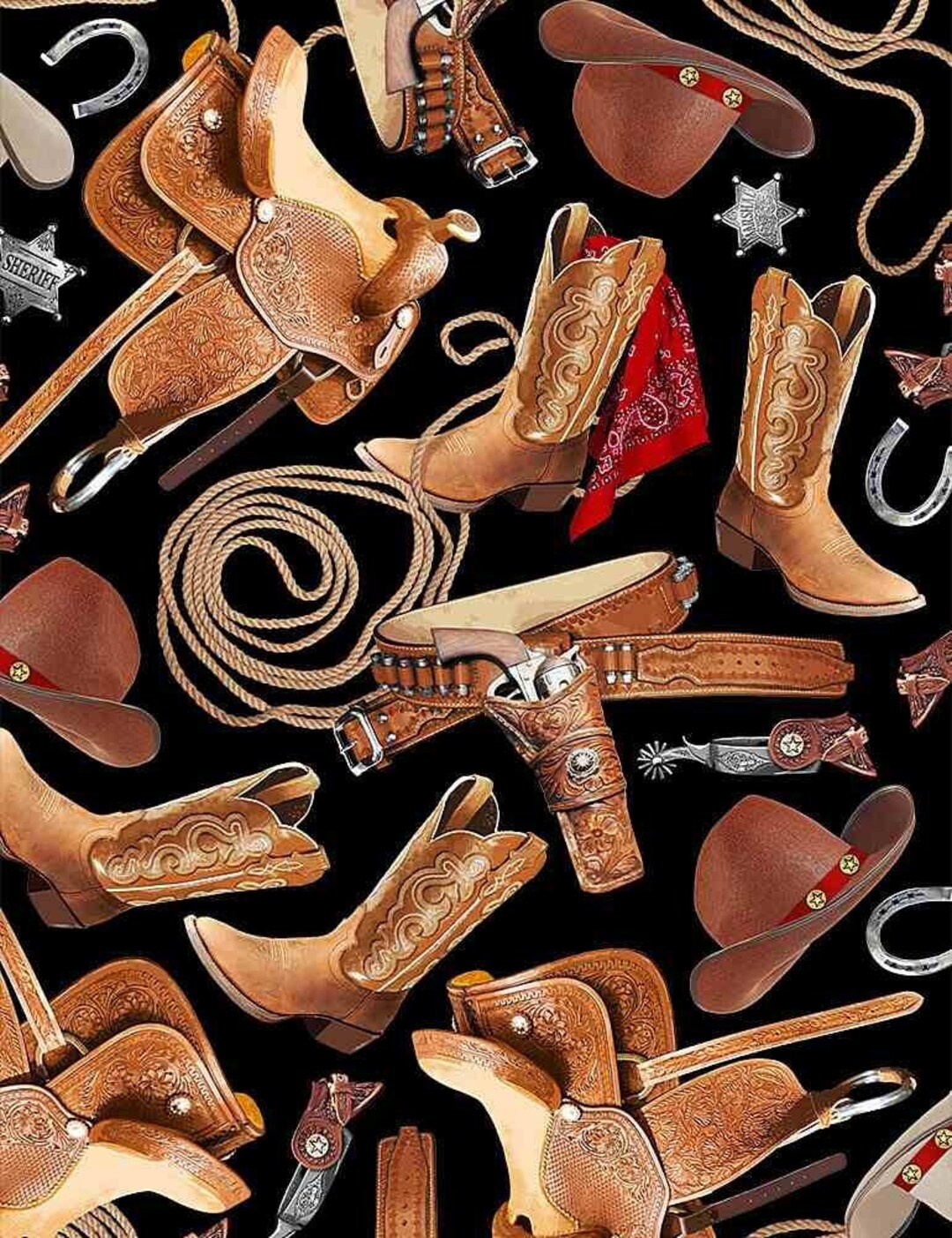 EOB 26x44 Cowboy Accessories By Timeless Treasures Western Cowboy Hat
