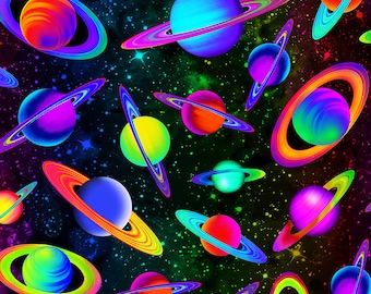 Neon Galaxy Fabric | Etsy