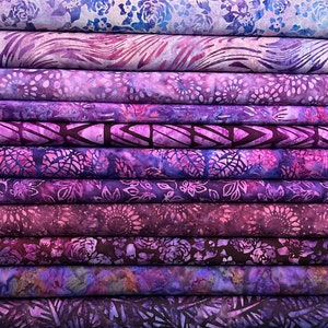 11 Piece Purple Passion Batik FQ Bundle Assorted Expressions Batiks by ...