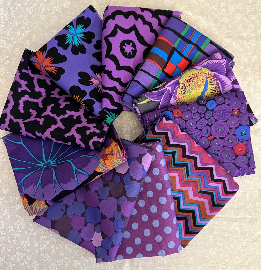 Purple Passion 10 Fat Quarters Bundle Kaffe Fassett Collective Midnight ...