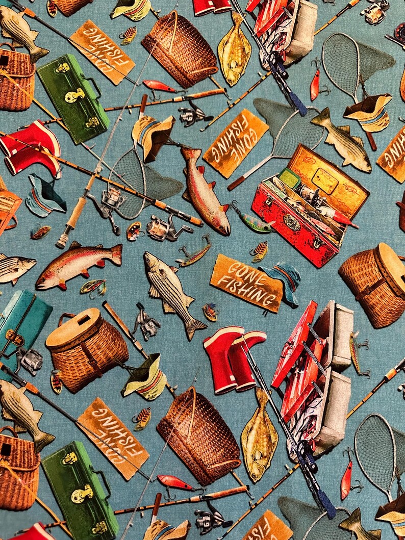 Half Yard - Girls Gone Fishing by Michael Miller - Fishing Fun Tackle ...