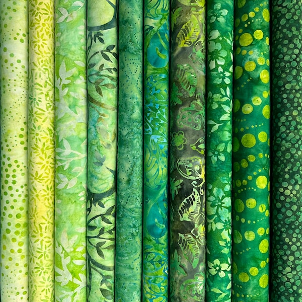 Green Batik Fabric - Etsy