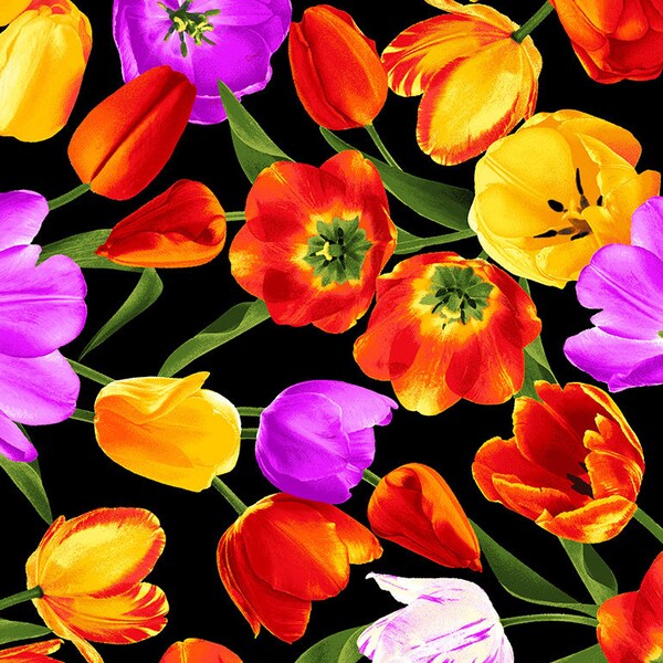 Tulip Print Fabric - Etsy