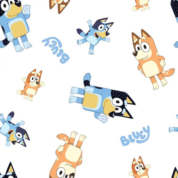White Bluey Fabric - Etsy