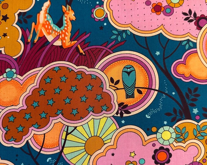 NEW Half Yard Mythical by Stacy Peterson Fabled Forest in Teal ...