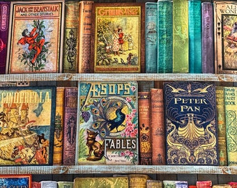 Books Library Literature Pattern Fabric Library by Lucy Elizabeth Book ...