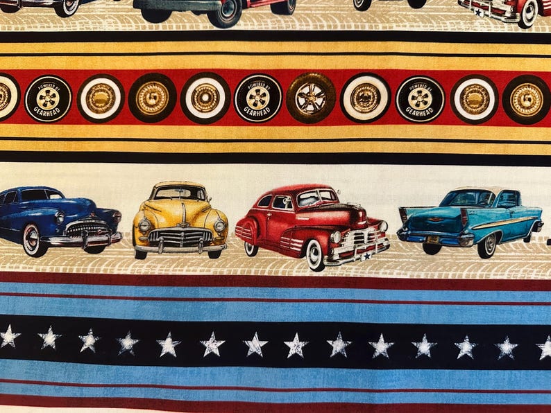 NEW! Half Yard - Route 66 by Michael Miller - Route 66 Border Stripe ...