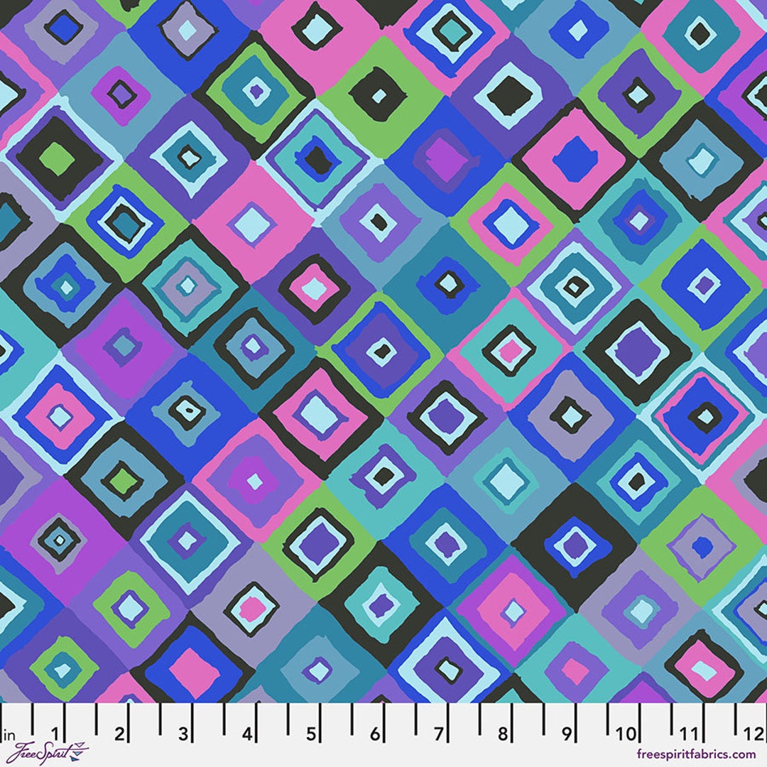 NEW Half Yard Kaffe Fassett Square Dance GP203 in Blue by Freespirit ...