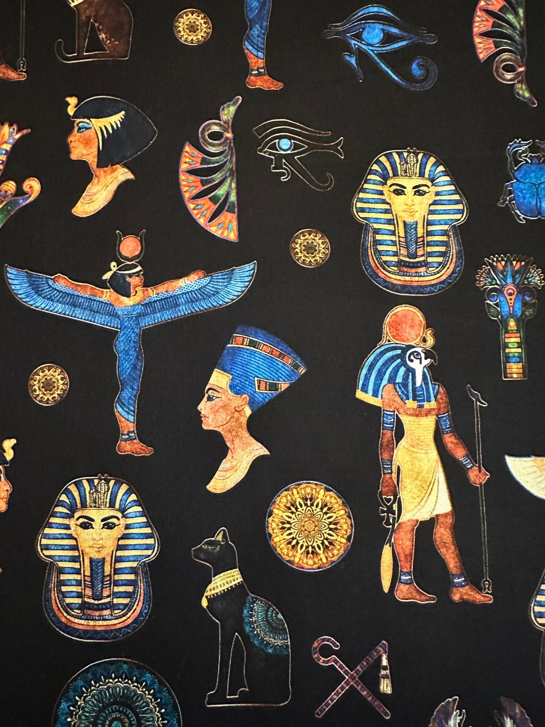 Half Yard Pharaoh Egyptian Allover by Quilting Treasures Egypt King Tut ...