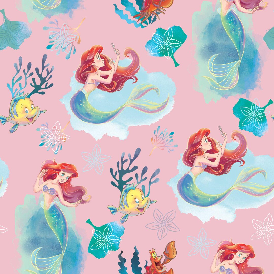 Half Yard - Disney the Little Mermaid Ariel on Pink by Springs Creative ...