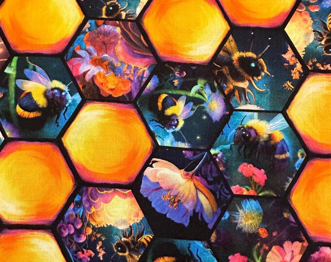 Half Yard - Night Garden Bees by Blank Quilting Enchanted Night Florals ...